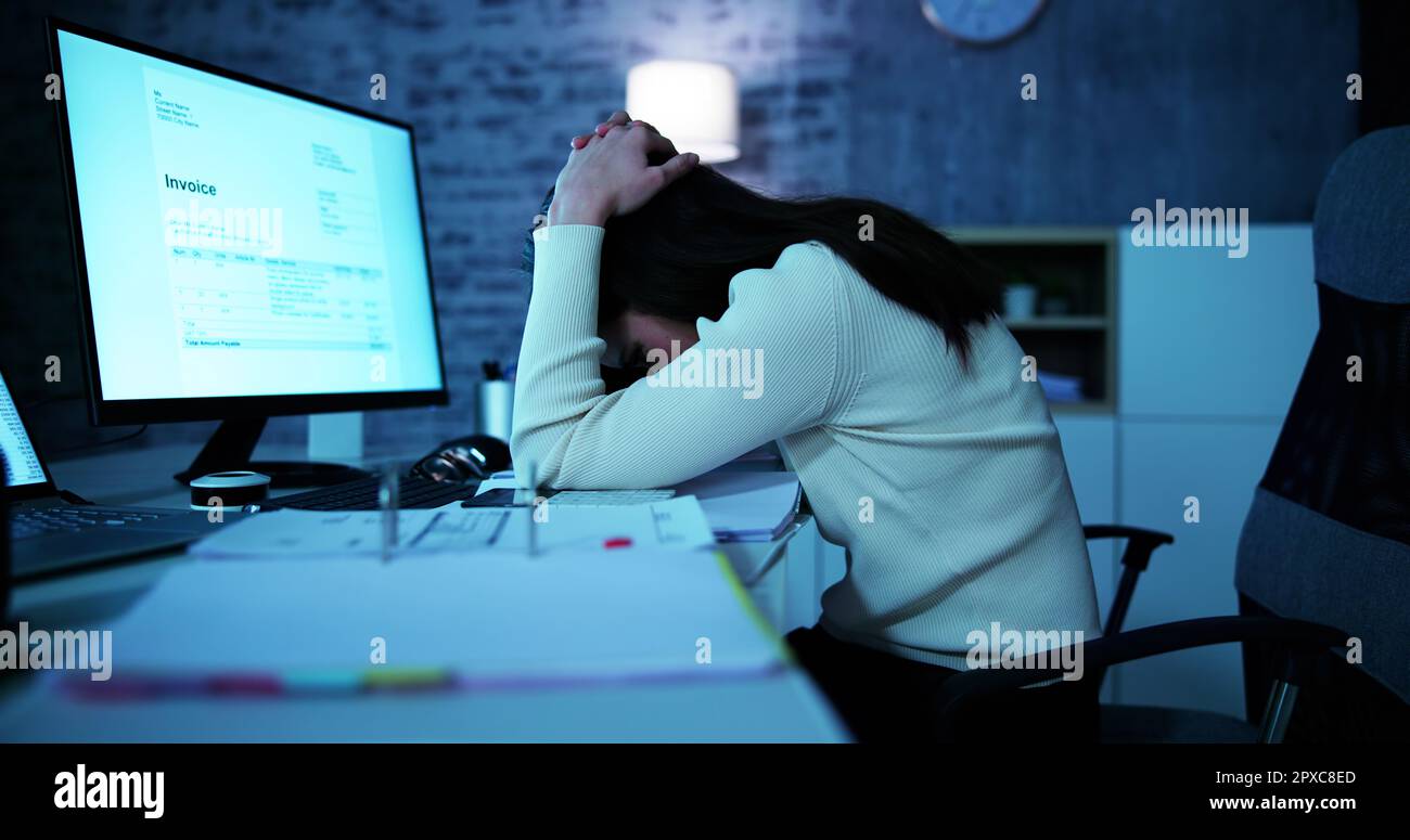 Bored Office Employee Accountant. Lazy Female At Work Stock Photo - Alamy