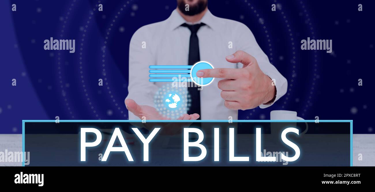 Conceptual caption Pay Bills, Word for list of expenses to be paid ...