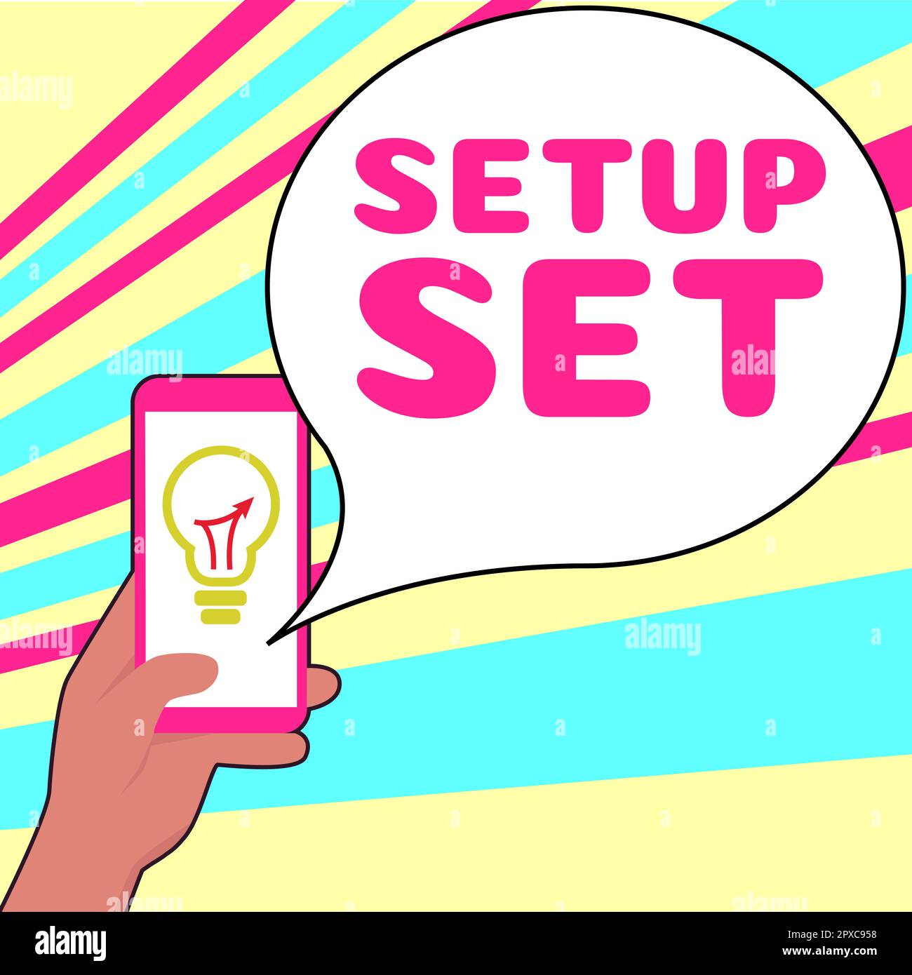 Conceptual caption Setup Set, Business idea the manner, position, or ...