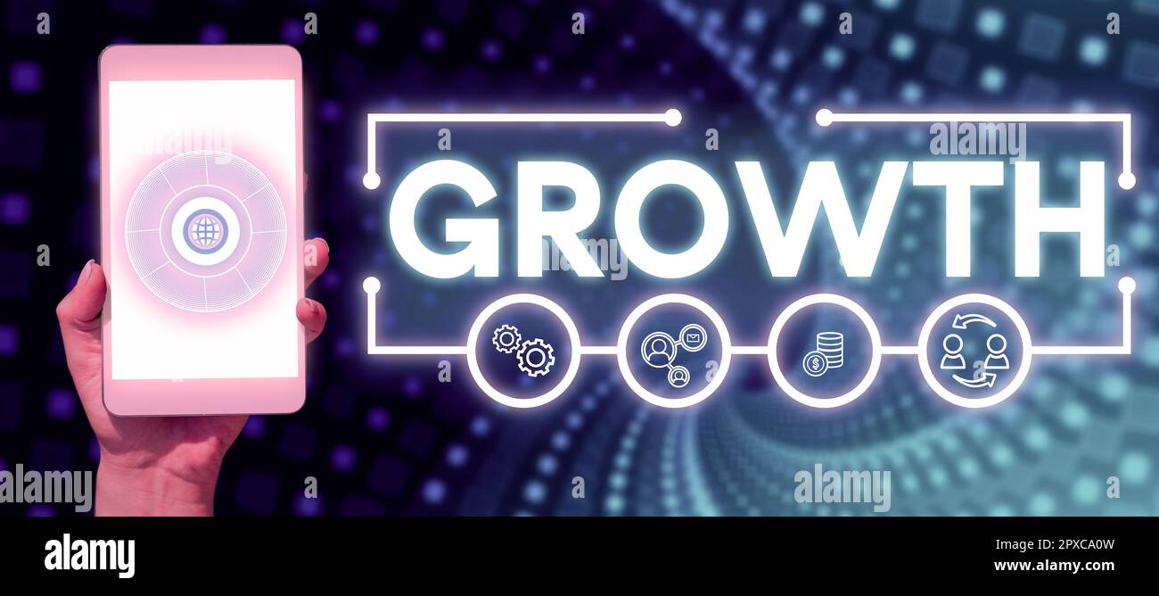 Sign displaying Growth, Internet Concept process of increasing in size ...