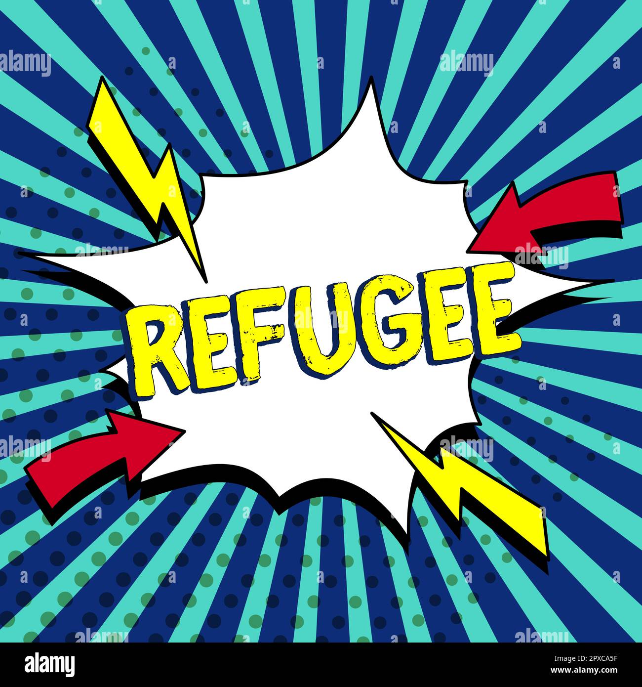 Sign displaying Refugee, Word Written on refer to movements of large ...