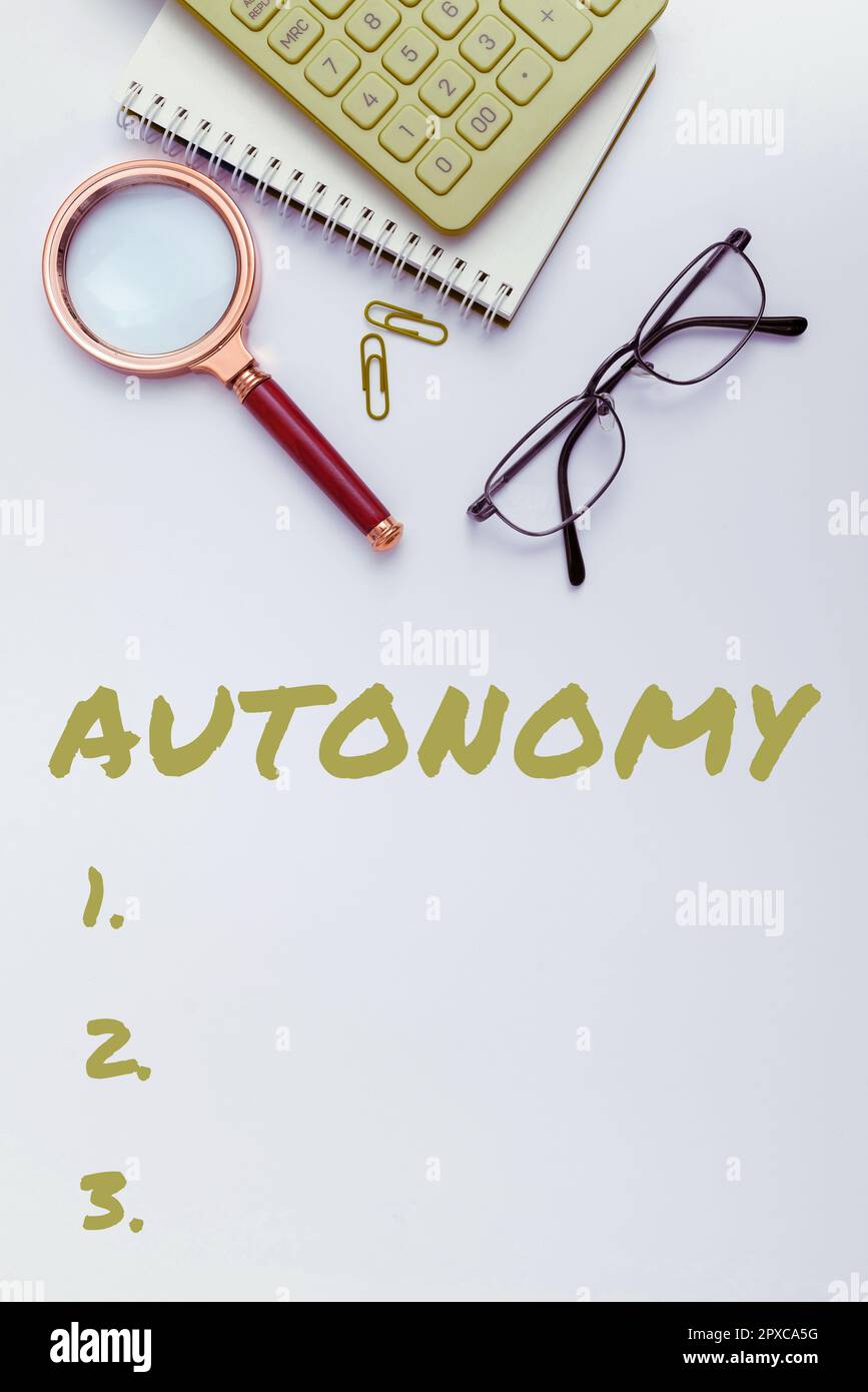 Hand writing sign Autonomy, Conceptual photo vehicle that can guide ...