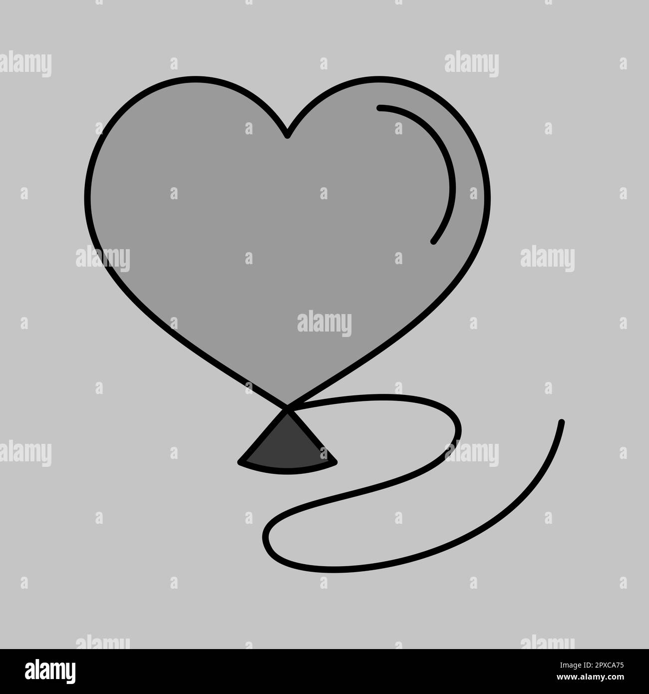 Balloon in the form of heart glyph icon. Valentines day symbol. Vector ...