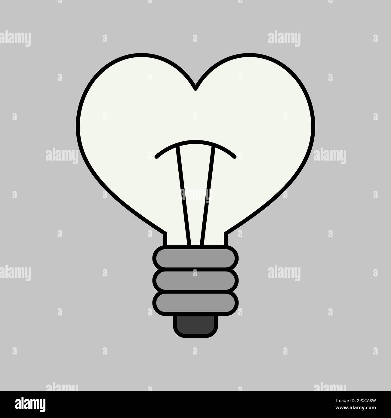 Heart shape in light bulb glyph icon isolated. Valentine day symbol ...