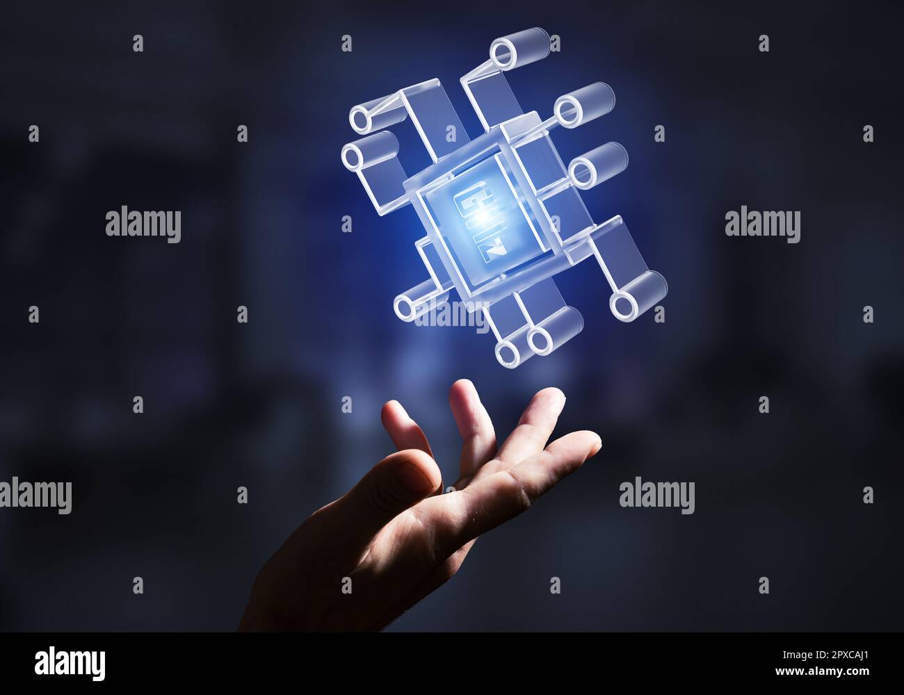 Computing and innovation concept with chip icon. Mixed media Stock ...