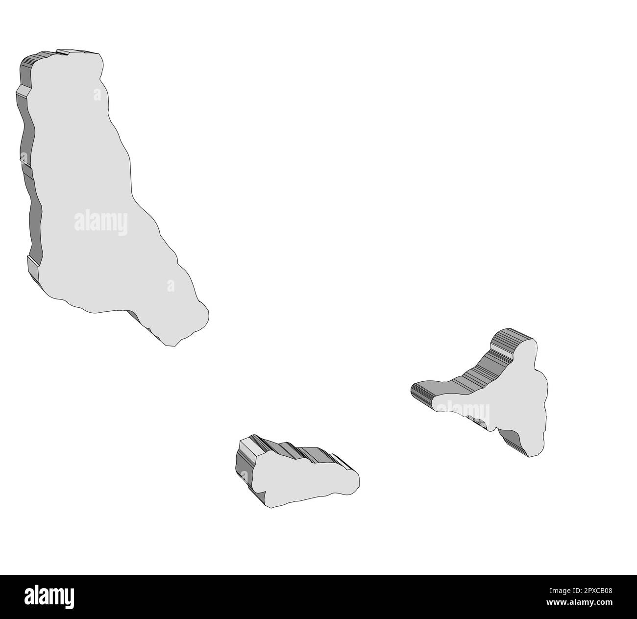 3D Outline silhouette relief map of the Arab League country of Comoros ...