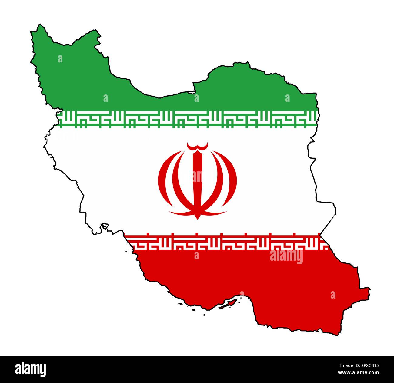 Outline silhouette Flag map of Iran over a white background Stock Photo ...