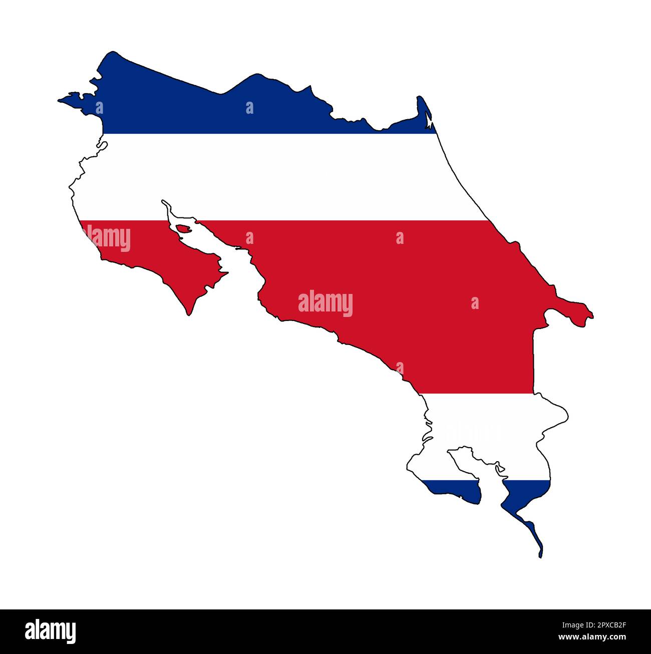 Outline Flag Map silhouette of the South American country of Costa Rica ...