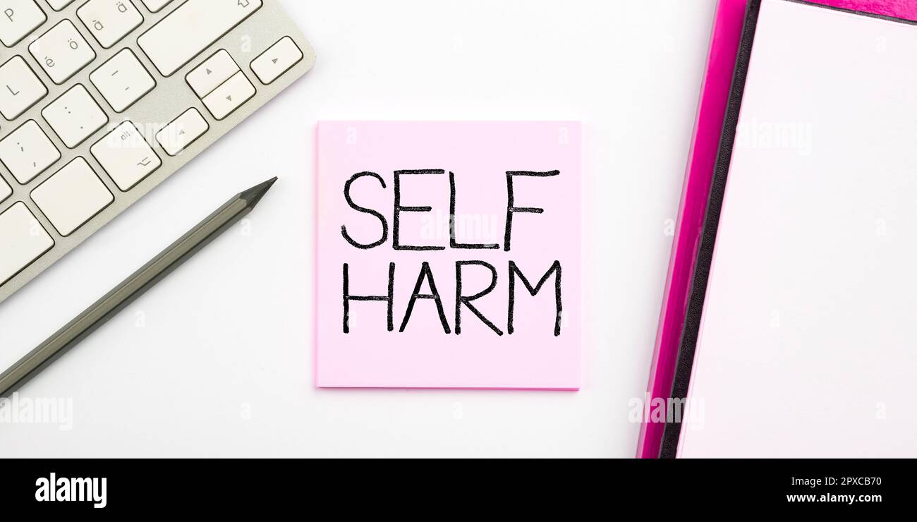 Conceptual caption Self Harm, Word for state of health and well-being ...