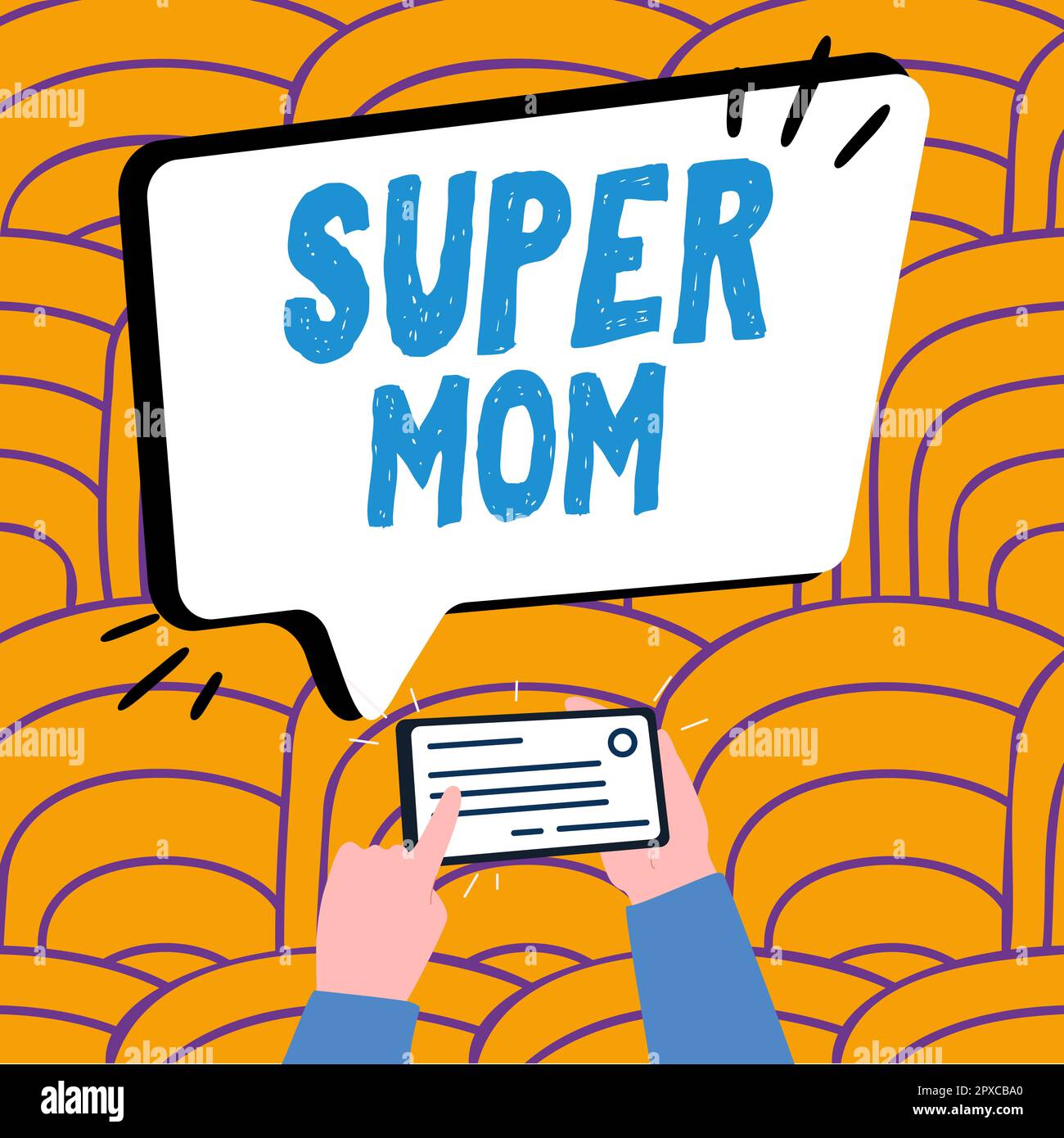 Hand writing sign Super Mom, Word Written on a mother who can combine ...