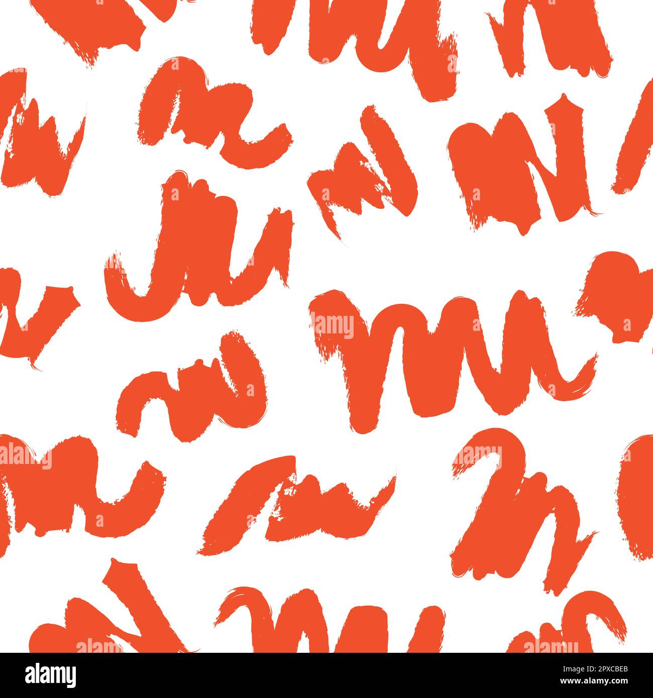 Abstract drawn red brush stroke design pattern on white on a white ...