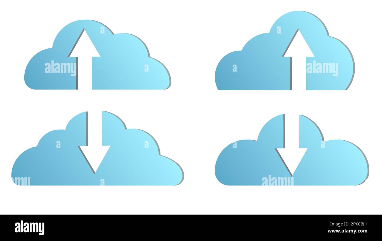 Beautiful blue virtual modern new IT digital smart clouds with loading and unloading computer ...