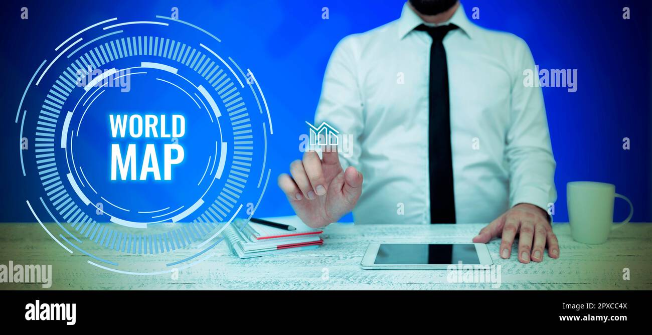 Writing displaying text World Map, Business idea a diagrammatic ...