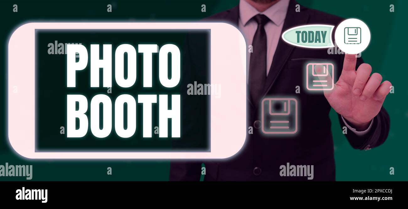 Text showing inspiration Photo Booth, Concept meaning form of photo ...