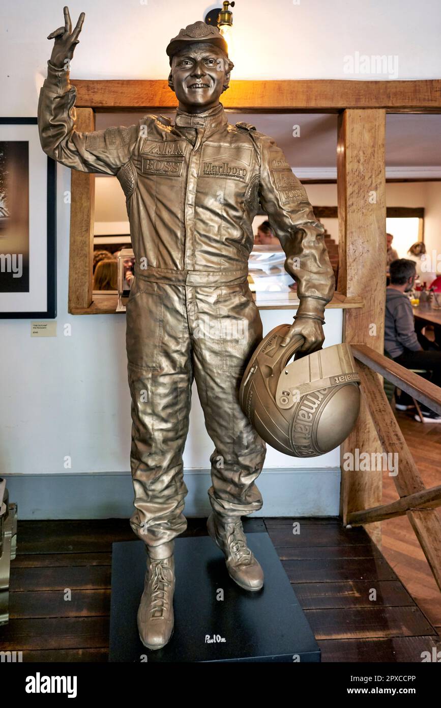 Niki Lauda statue. Austrian Formula 1 world motor sport racing champion ...