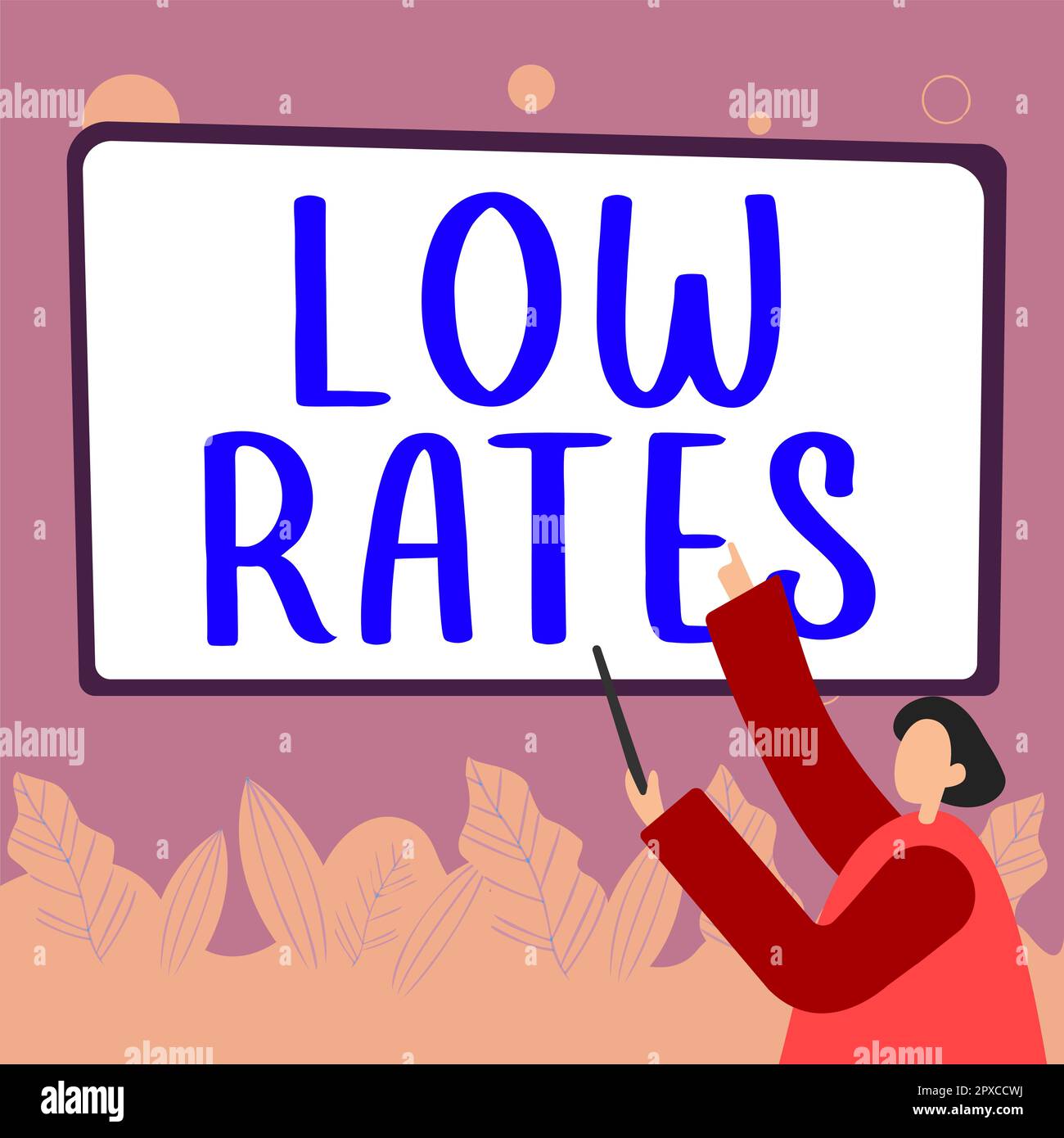 Text showing inspiration Low Rates, Business idea A cost of an item or ...