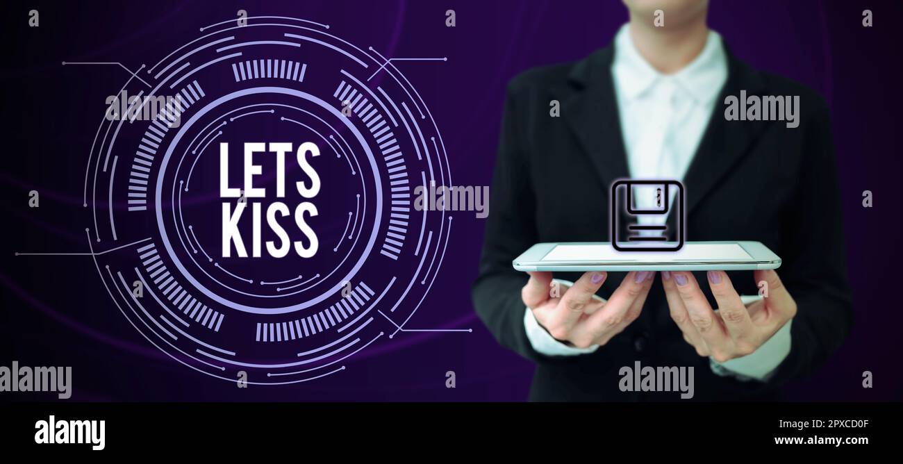 Conceptual display Lets Kiss, Business concept Sign of love expressing ...