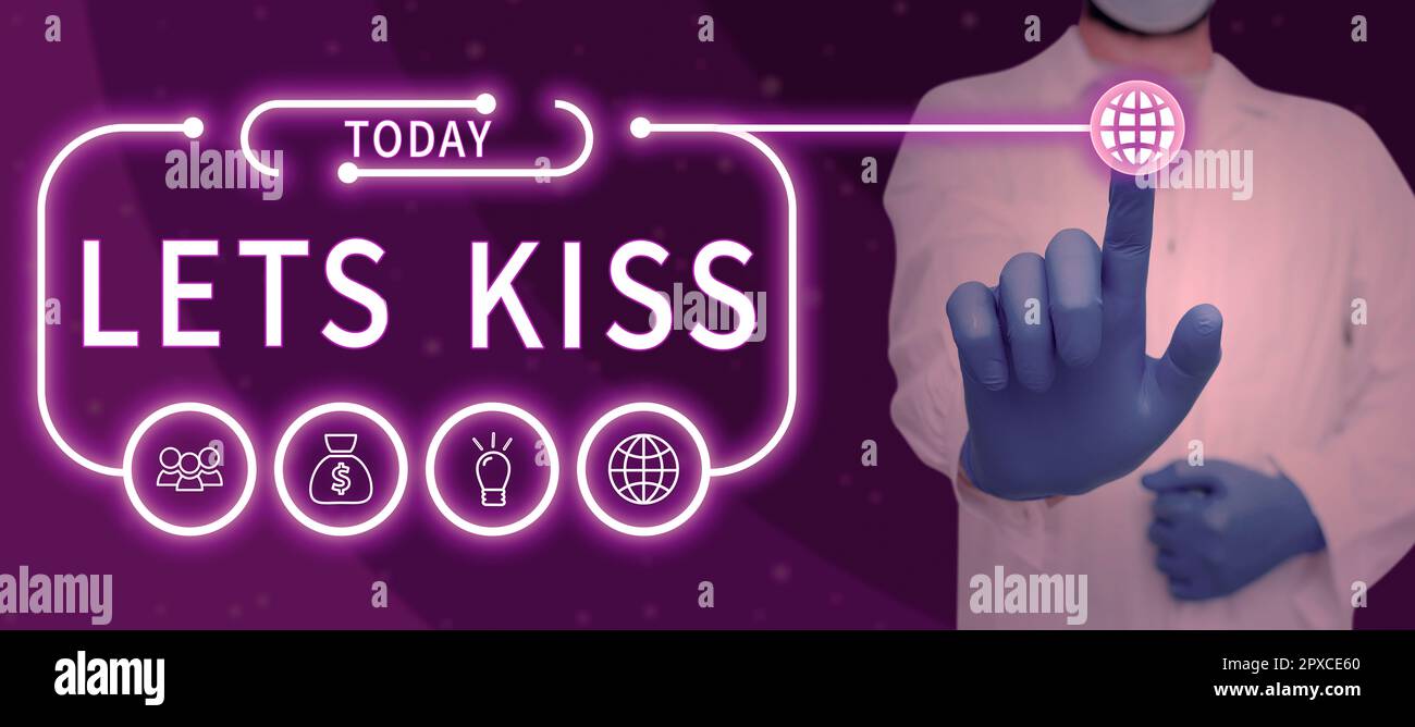 Writing displaying text Lets Kiss, Business idea Sign of love ...
