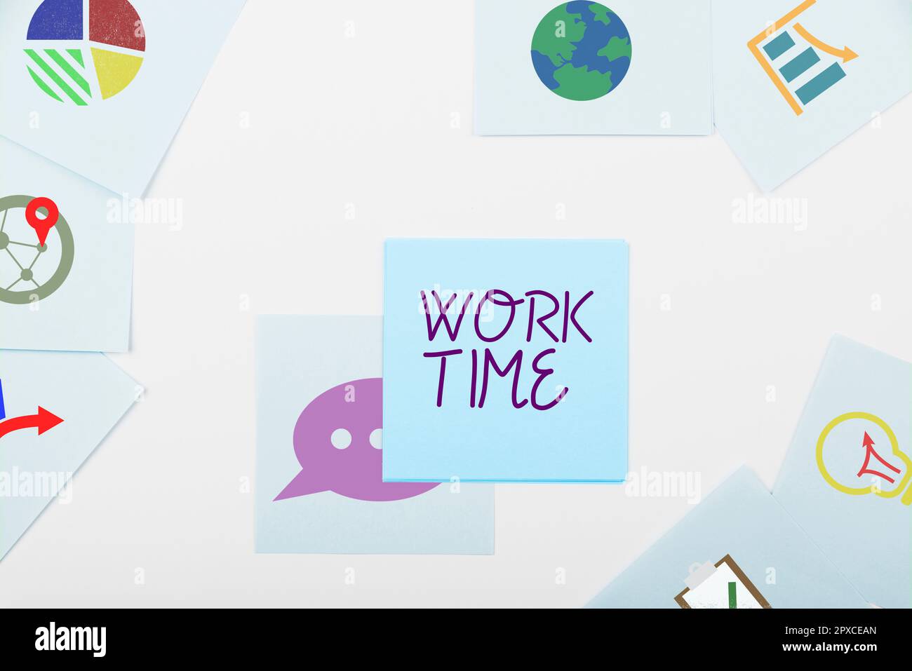 Hand writing sign Work Time, Internet Concept period starts when ...