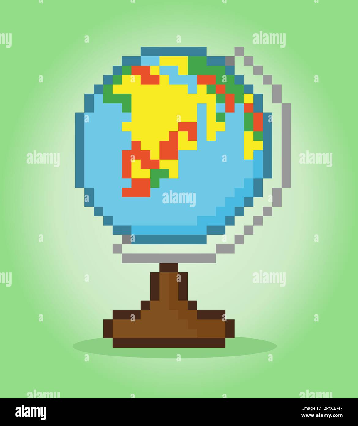 8-bit miniature earth pixel. the world in vector illustrations. globe ...