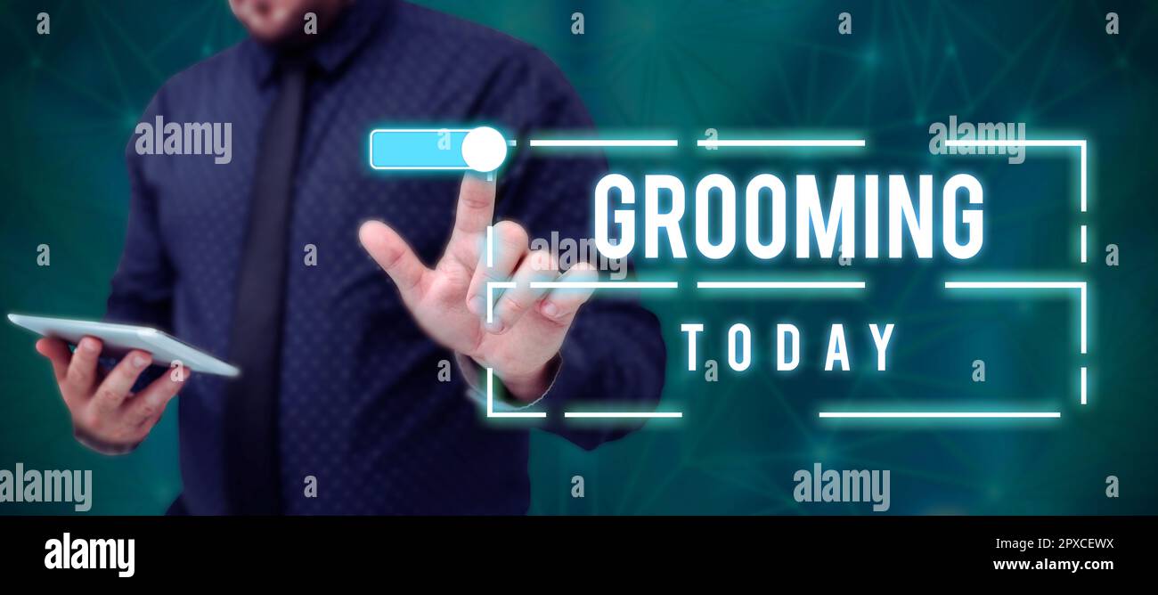 Conceptual caption Grooming, Word Written on hygienic care and ...