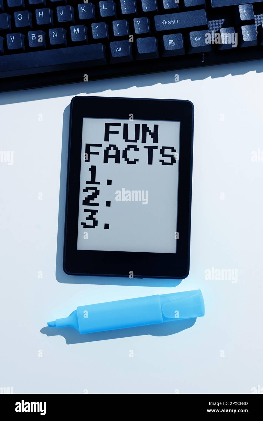 Conceptual caption Fun Facts, Word Written on short interesting trivia ...