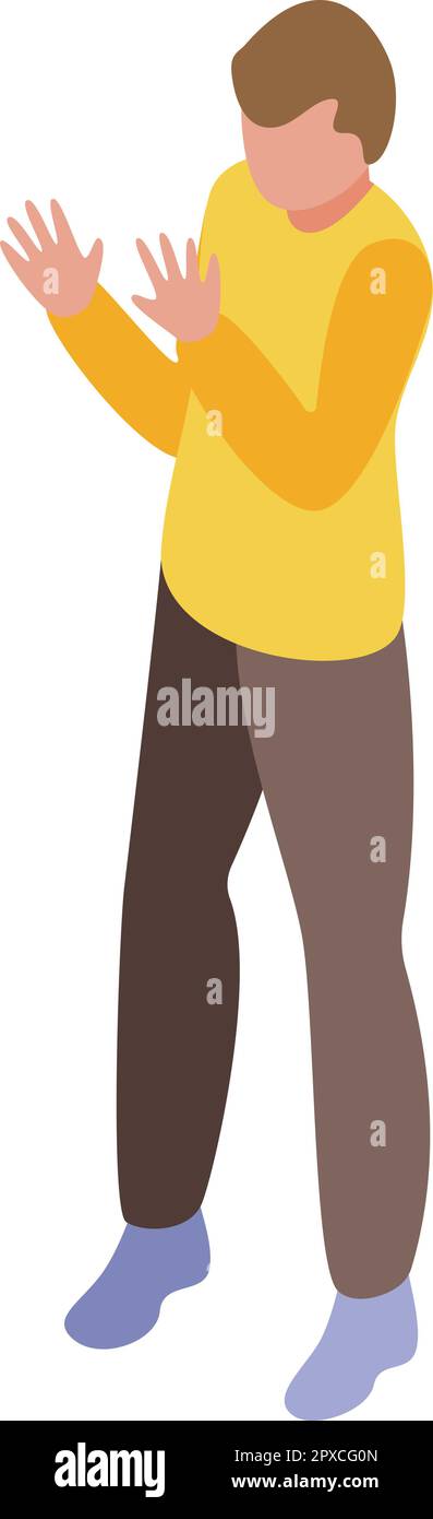 Wait gesture icon isometric vector. Young man. Person smile Stock ...