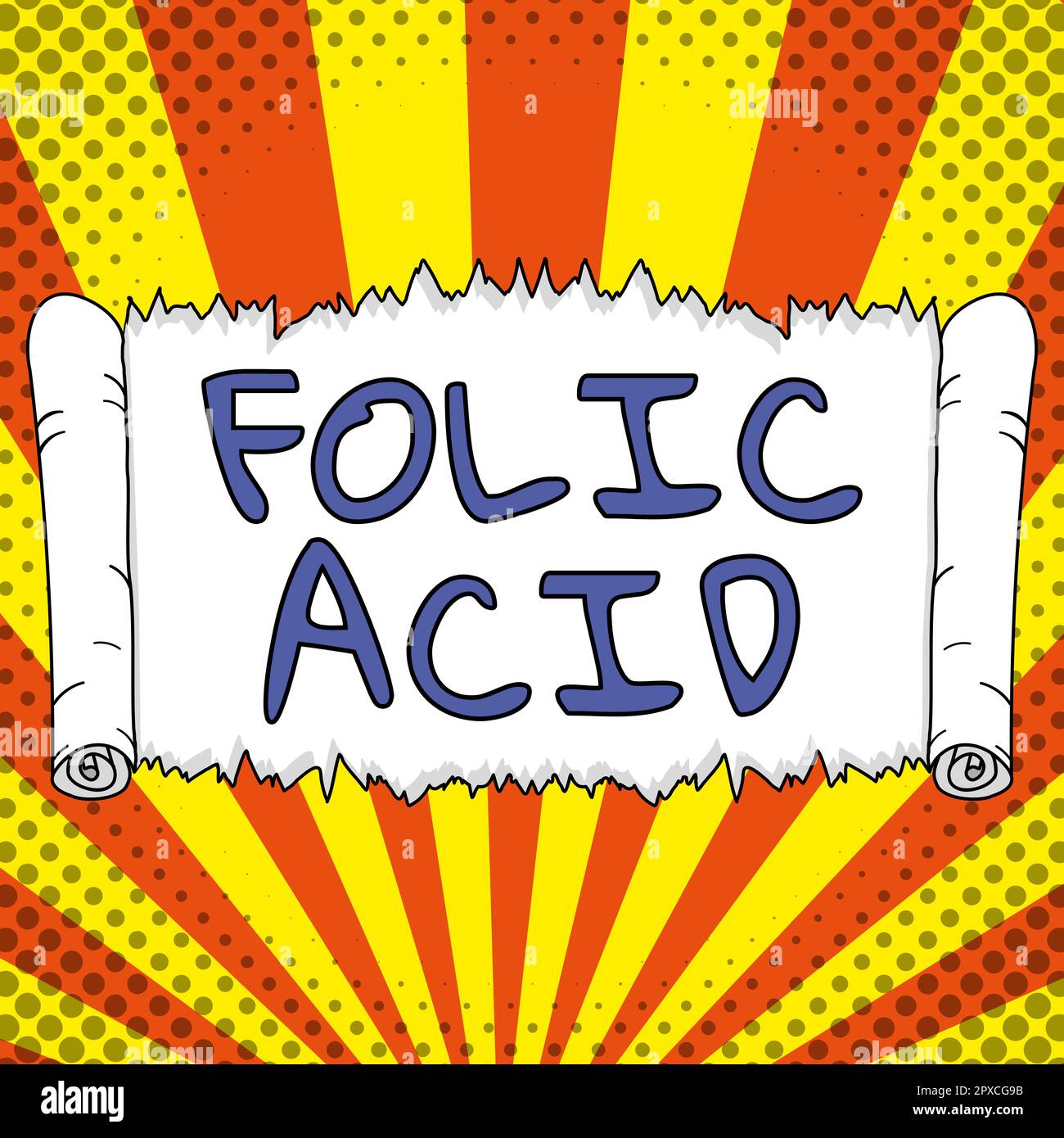 Text showing inspiration Folic Acid, Concept meaning Vitamin required ...