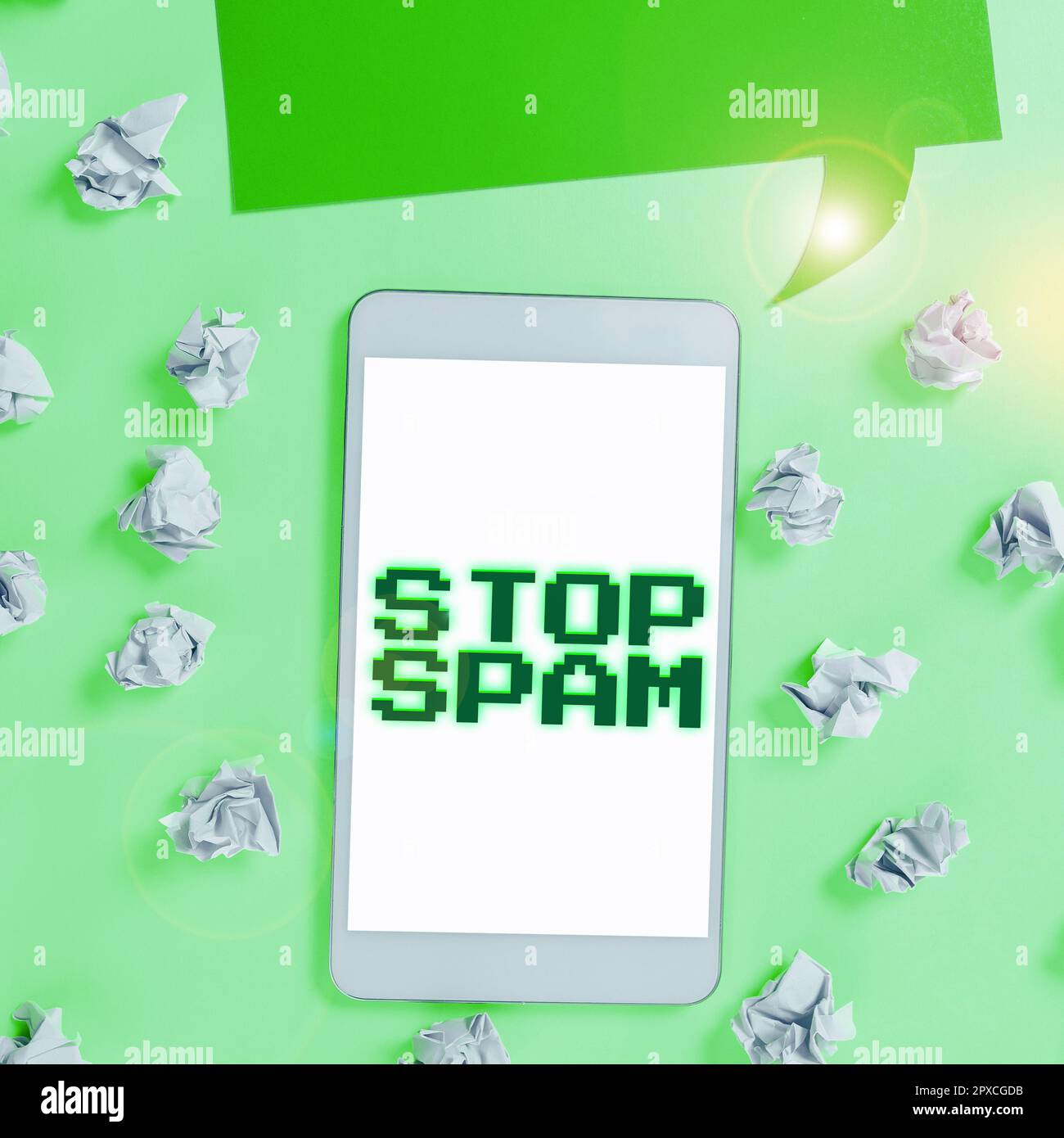 Text caption presenting Stop Spam, Conceptual photo end the Intrusive ...