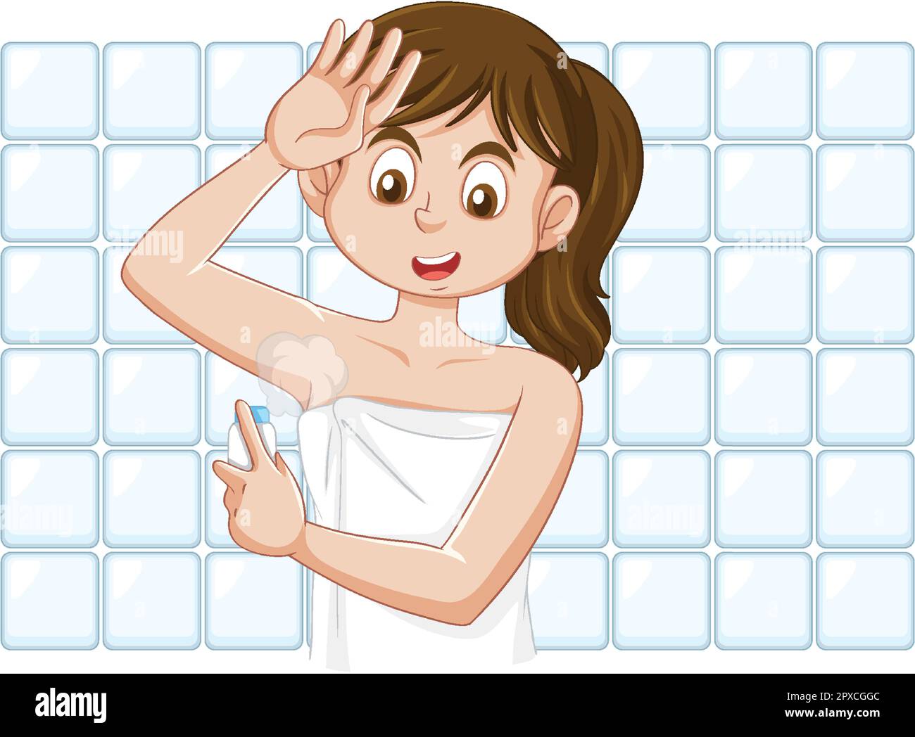 Puberty girl using deodorant spray vector illustration Stock Vector ...