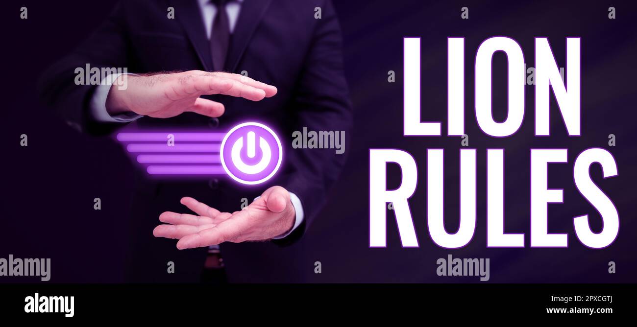 Text showing inspiration Lion Rules, Business showcase epitome of ...