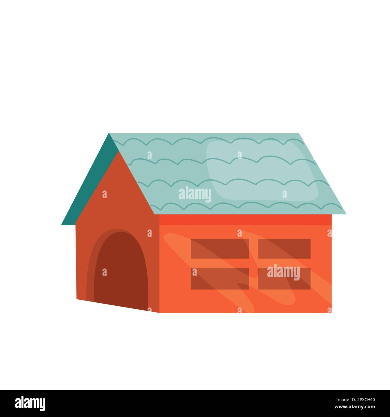 Red house, barn. Vector cartoon hand drawn illustration Stock Vector ...