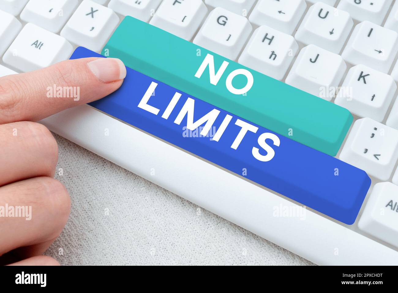 Hand writing sign No Limits, Word Written on to do whatever you could ...