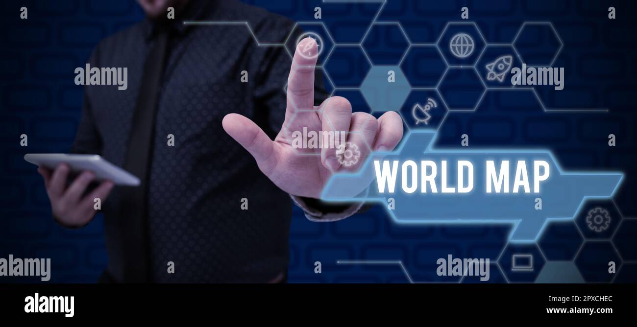 Writing Displaying Text World Map Concept Meaning A Diagrammatic Representation Of The Surface