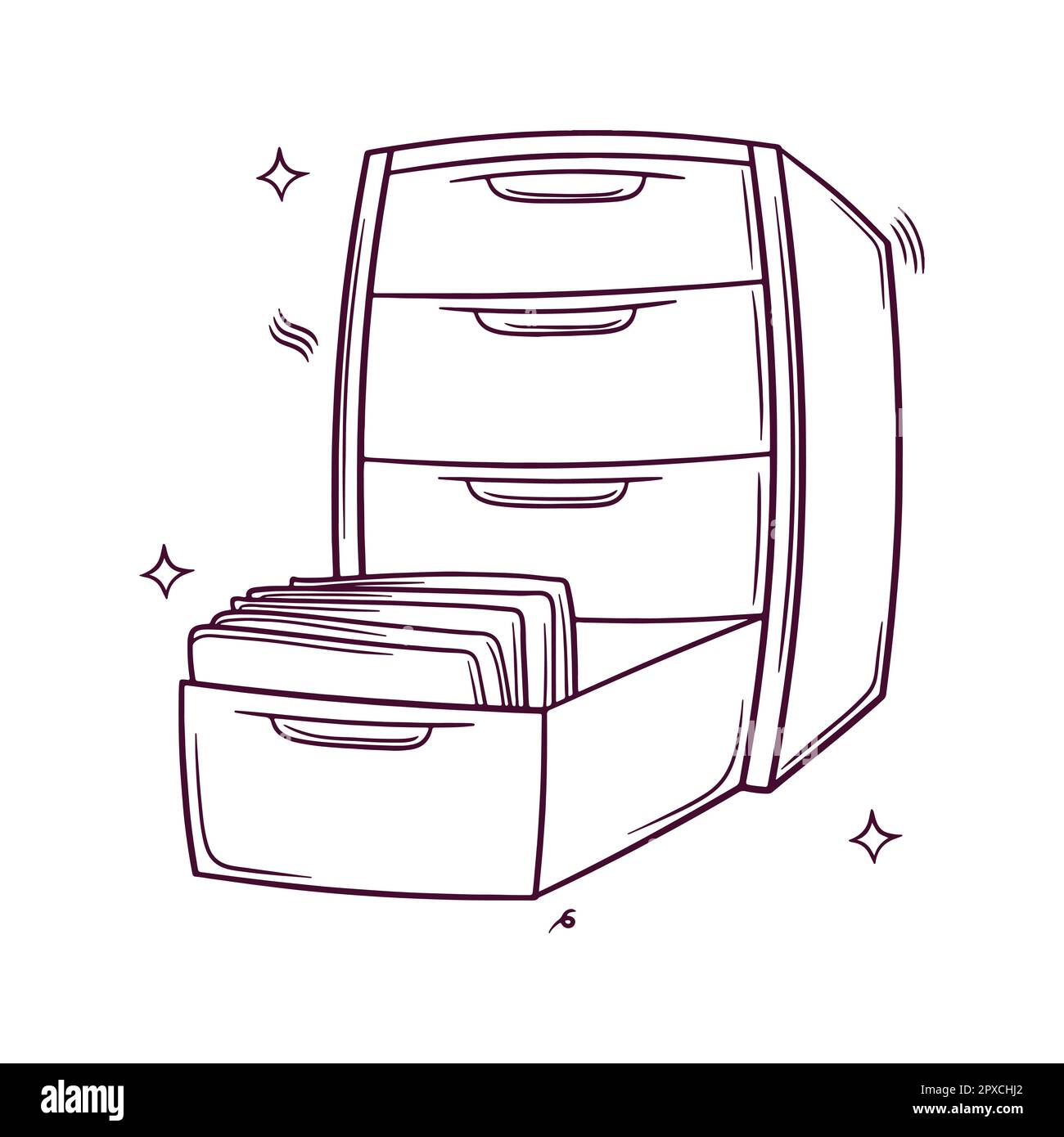 File cabinet illustration. Hand drawn icon. Hand Drawn Vector ...