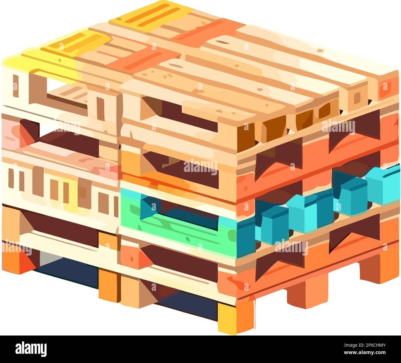 srack of wooden pallets Stock Vector Image & Art - Alamy