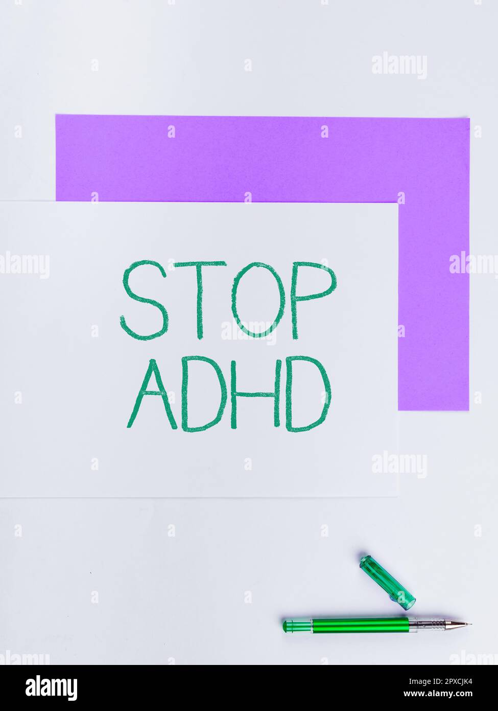 Hand writing sign Stop Adhd, Business overview Put at end the mental ...