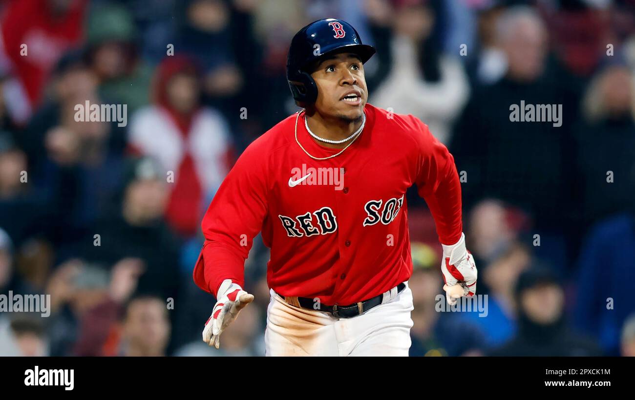 Boston Red Sox's Enmanuel Valdez plays against the Boston Red Sox ...