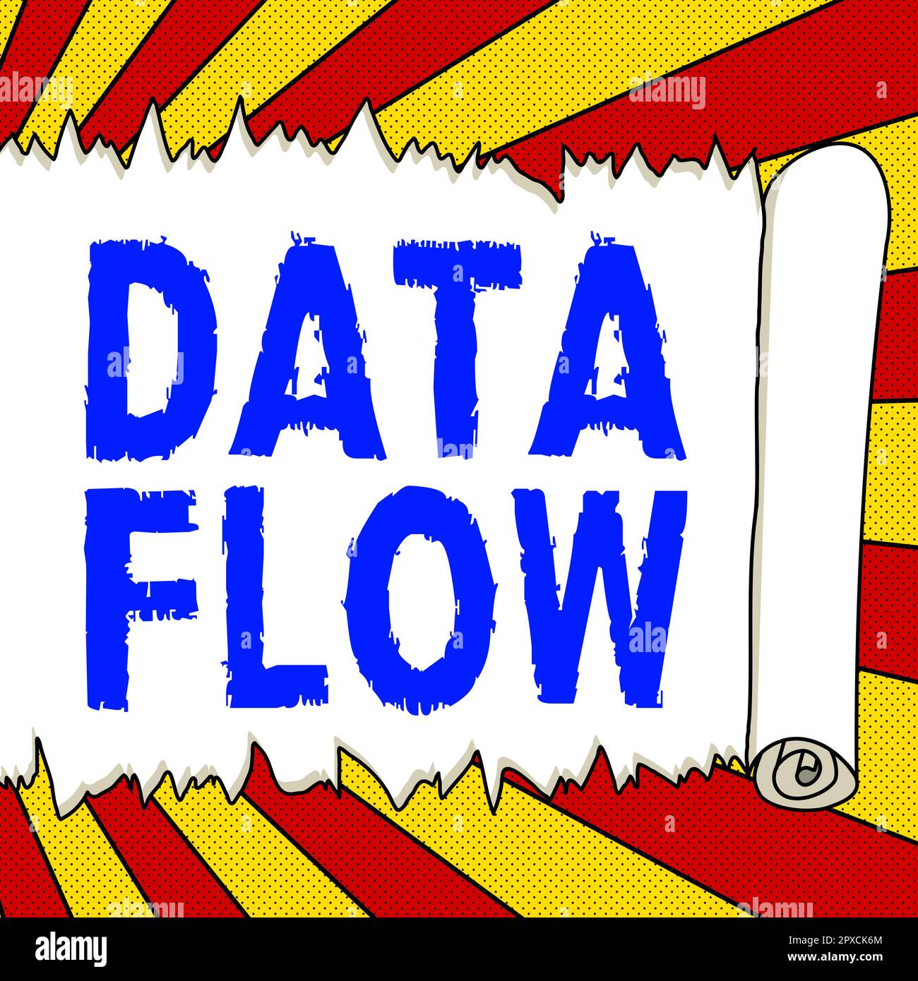 Sign displaying Data Flow, Concept meaning the movement of data through a system comprised of ...
