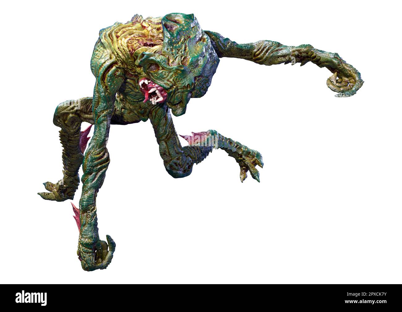 3D rendering of a green alien isolated on white background Stock Photo ...