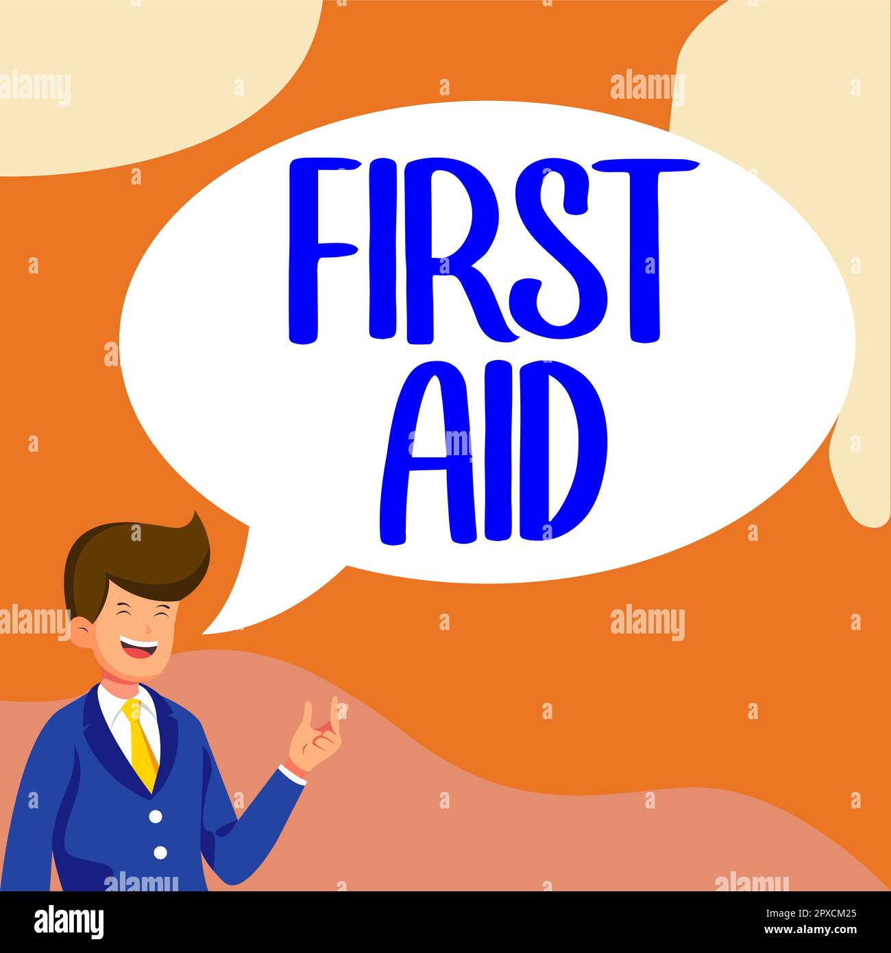 Text caption presenting First Aid, Business showcase Practise of ...