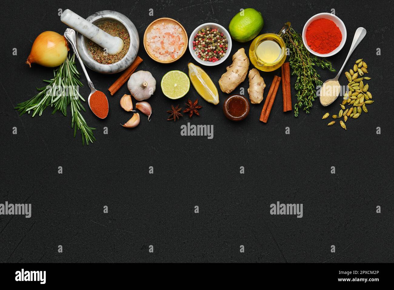 Cooking background with spice, herbs and condiments Stock Photo - Alamy