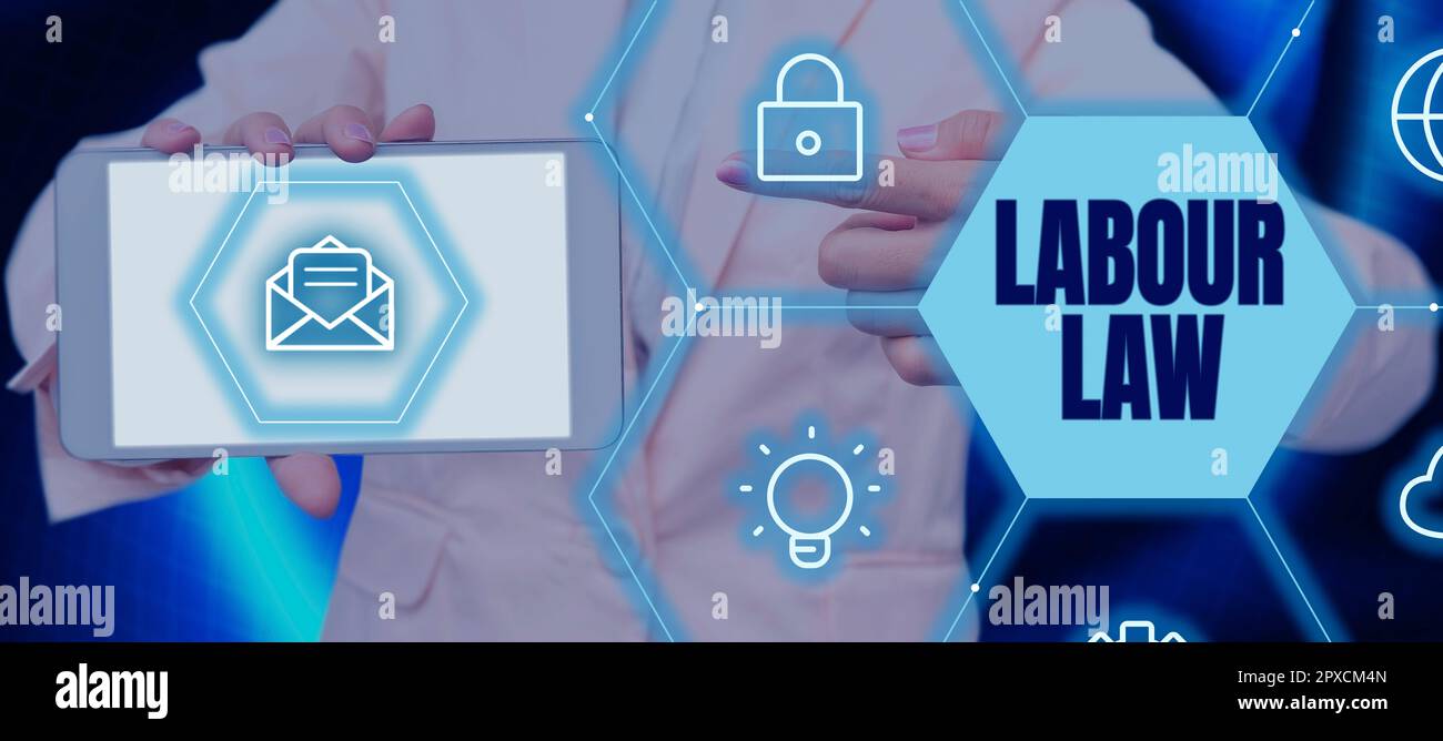 Hand writing sign Labour Law, Concept meaning Rules implemented by the ...