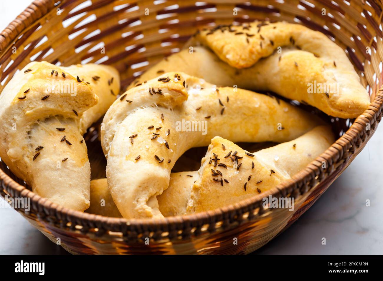 homemade rolls with salt and cumin Stock Photo - Alamy