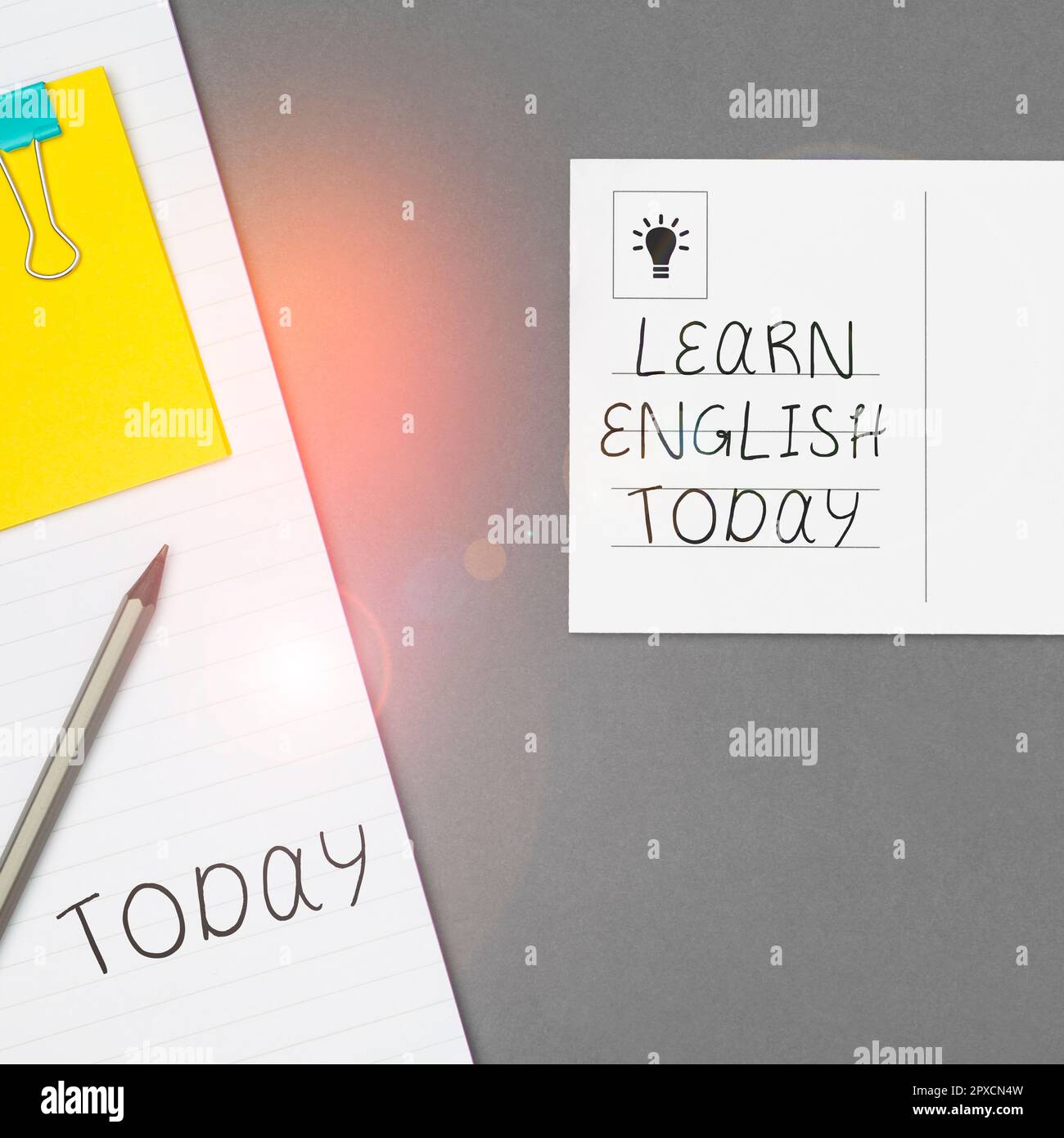 Hand writing sign Learn English Today, Word for gain or acquire ...