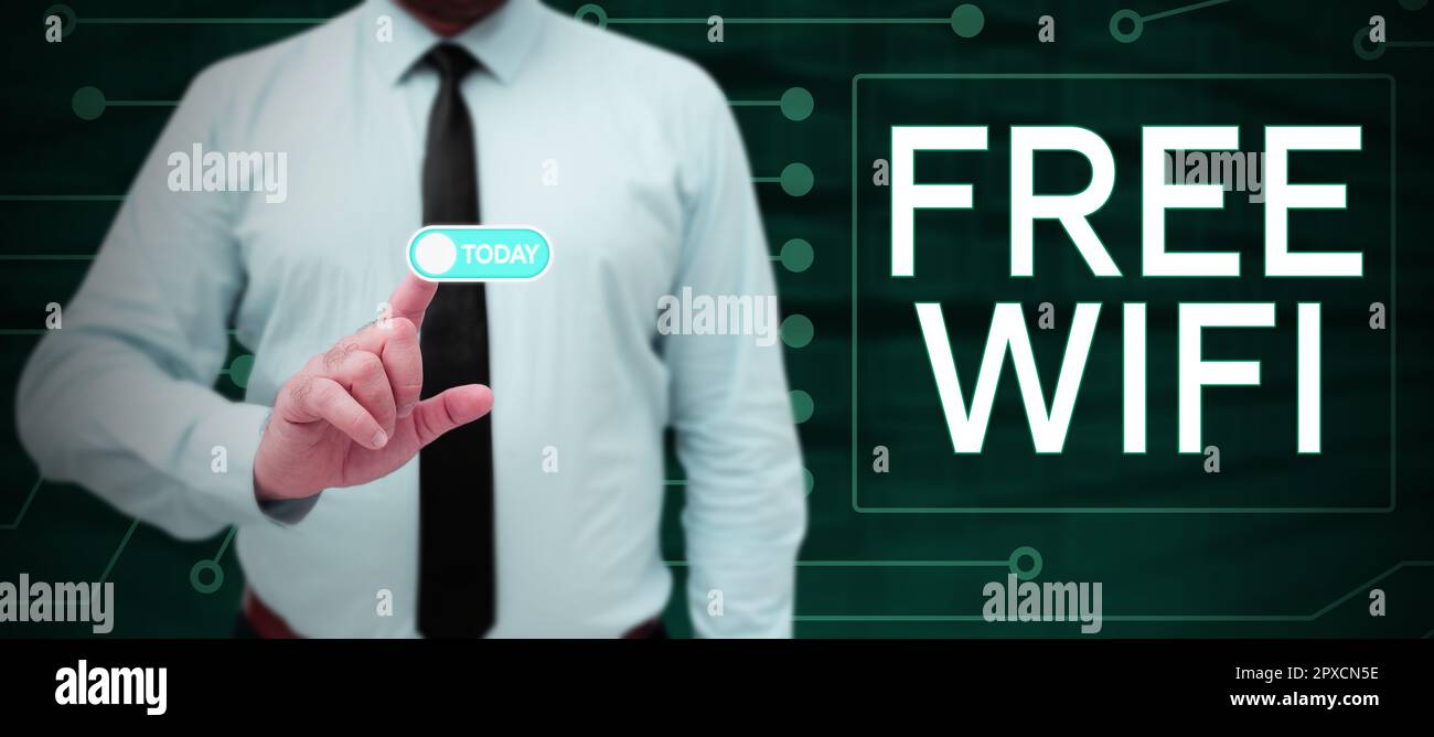 Text caption presenting Free Wifi, Business overview let you connect to ...