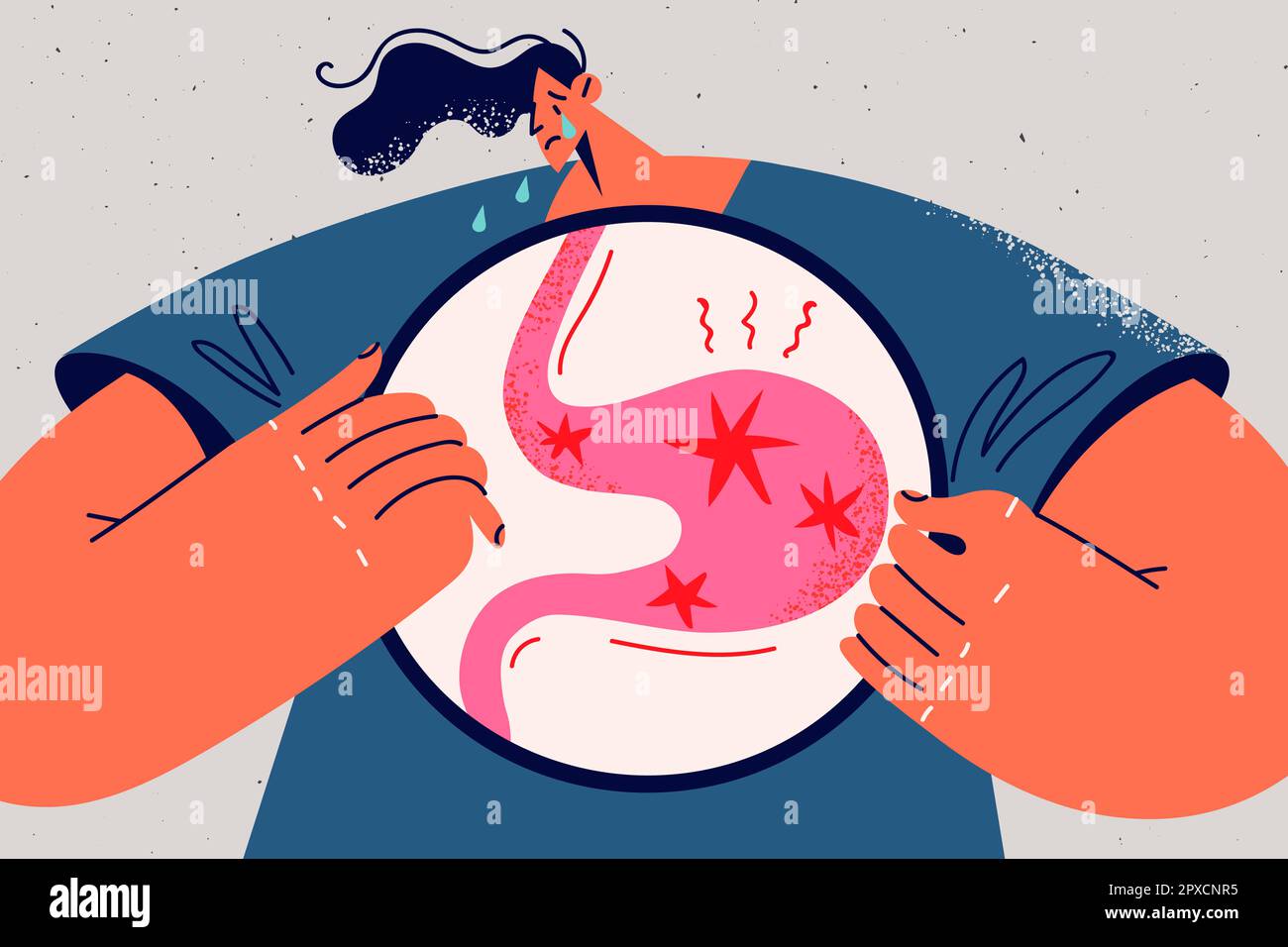 Unhealthy man suffer from gastric problems. Unwell male struggle with ...