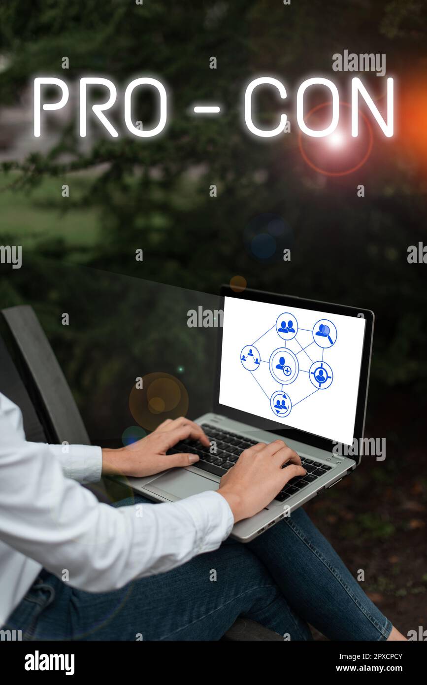 Text caption presenting Pro Con, Business concept everything its ...