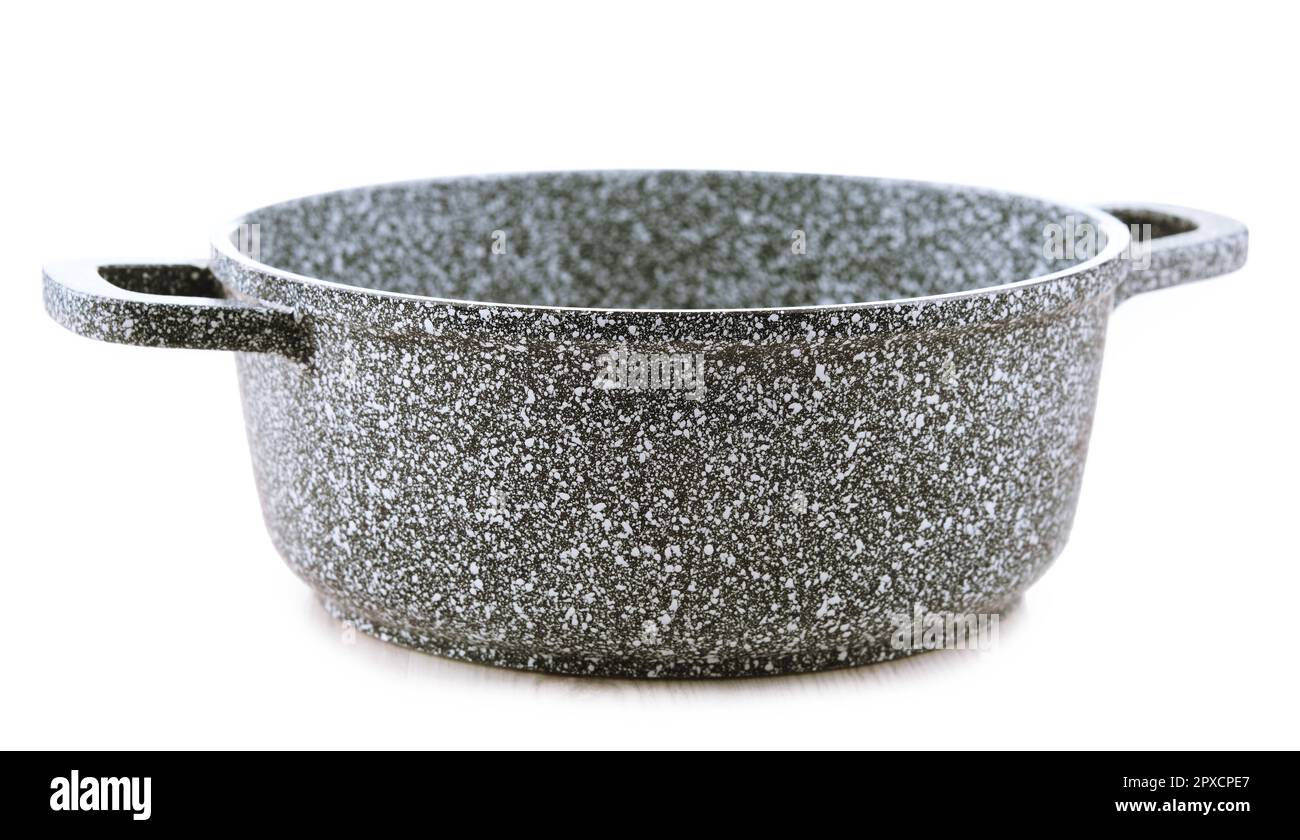 A steel pot isolated on white background Stock Photo - Alamy