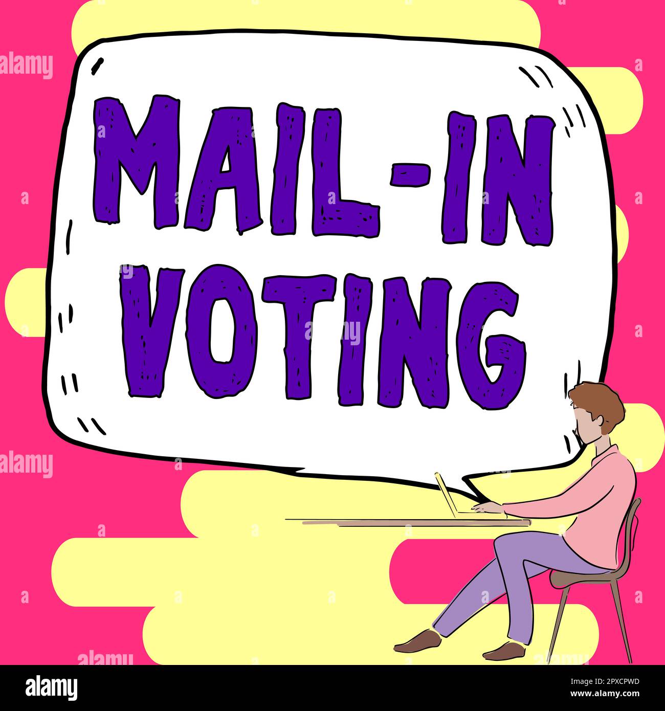 Text caption presenting Mail In Voting, Word for voting in an election ...